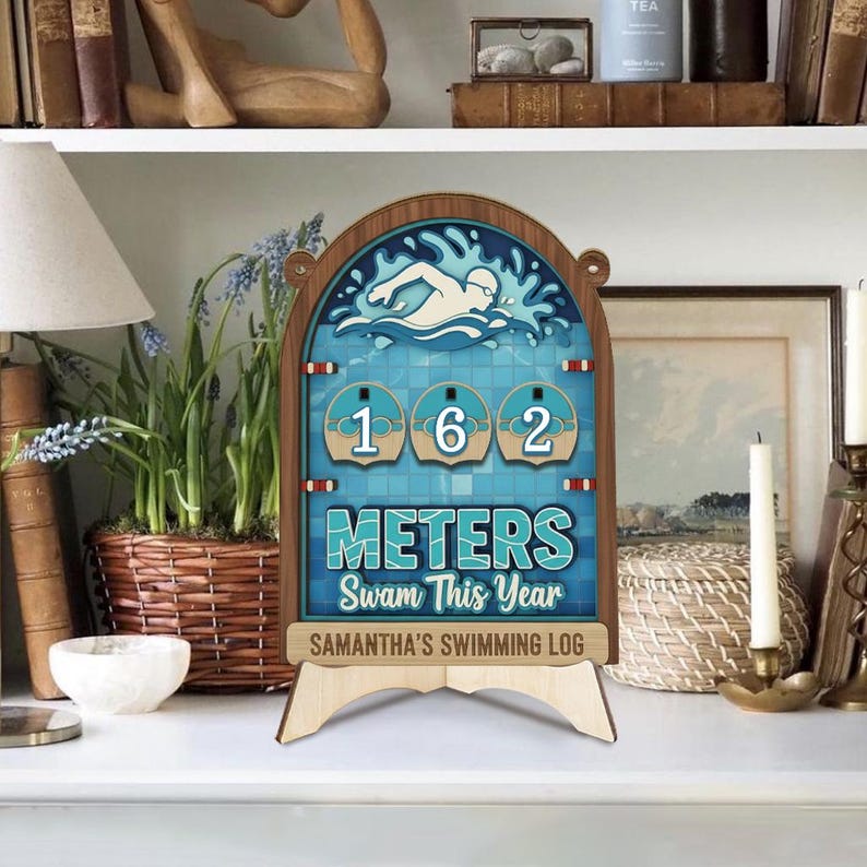 Personalized Swimming Meter Tracker Sign, Custom Swim Log Sign, Swimmer ...