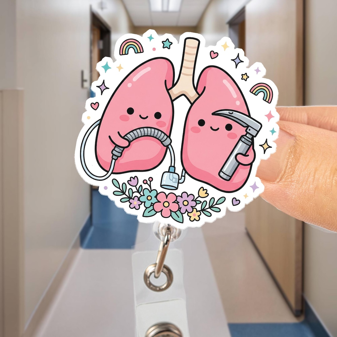 Cute Lung Badge Reel, Respiratory Therapist Badge Holder, Medical Badge ...