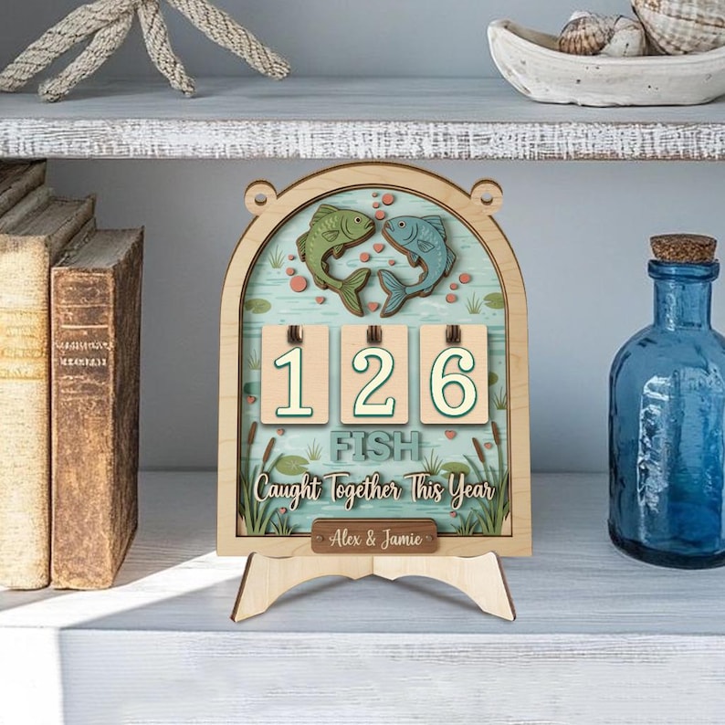 Fishing Couples Tracker Sign, Fish Caught Together Counter ...