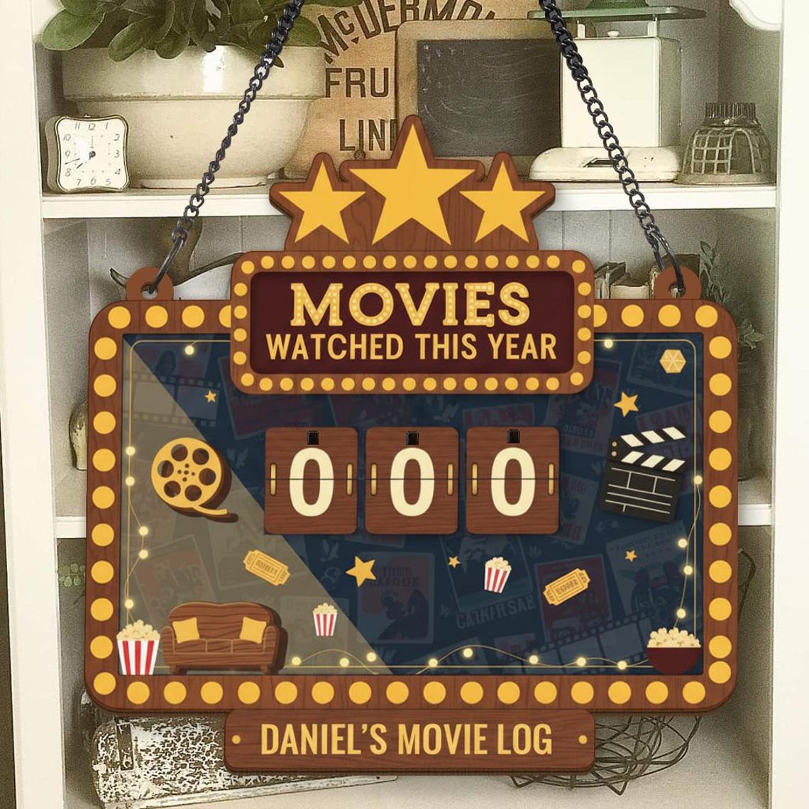 Personalized Movie Tracker Sign, Movies Watched This Year Counter ...