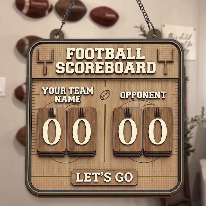 Football Scoreboard Tracker, Custom Team Score Counter, Wooden Game Day ...