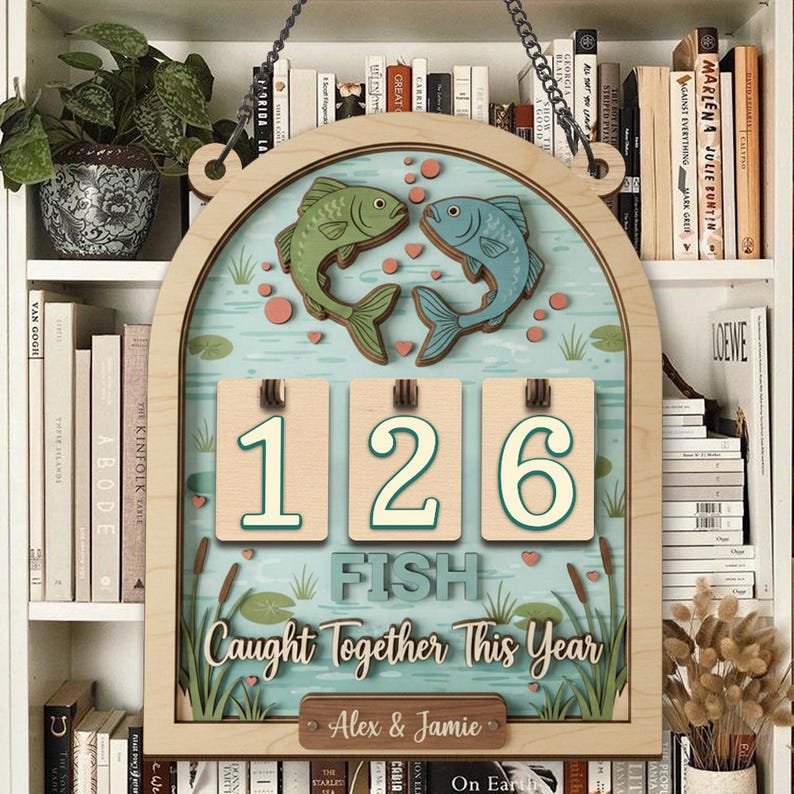 Fishing Couples Tracker Sign, Fish Caught Together Counter ...