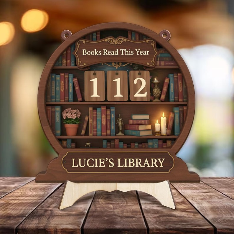 Vintage Bookshelf Reading Tracker Sign, Personalized Books Read This ...