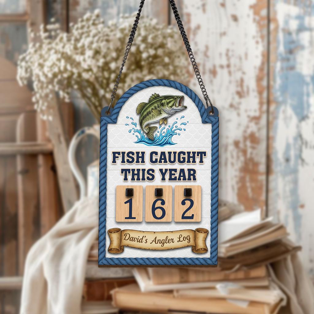 Fish Caught This Year Tracker Sign, Personalized Fishing Log, Angler ...