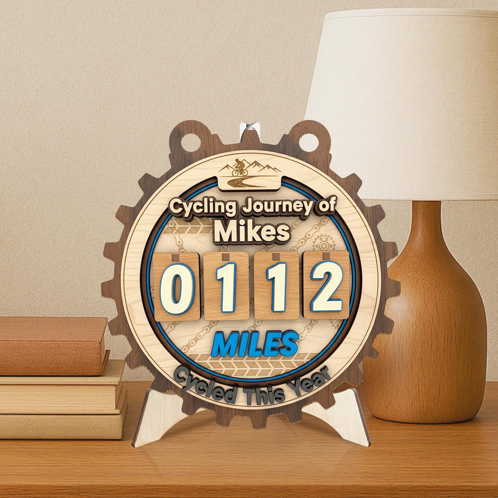 Cycling Miles Tracker Sign, Custom Bike Journey Counter, Personalized ...