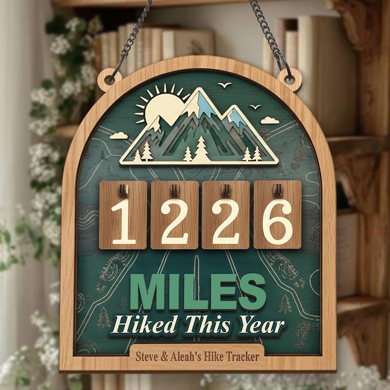 Mountain Hiking Miles Tracker Sign, Custom Distance Display ...