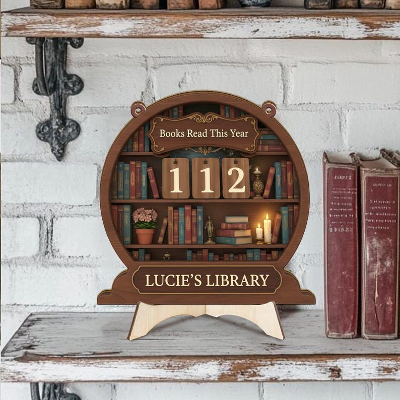 Vintage Bookshelf Reading Tracker Sign, Personalized Books Read This ...