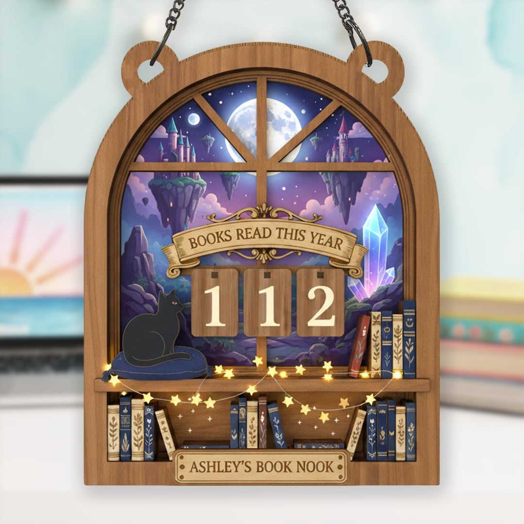 Personalized Fantasy Book Tracker, Celestial Reading Tracker Sign, Book ...
