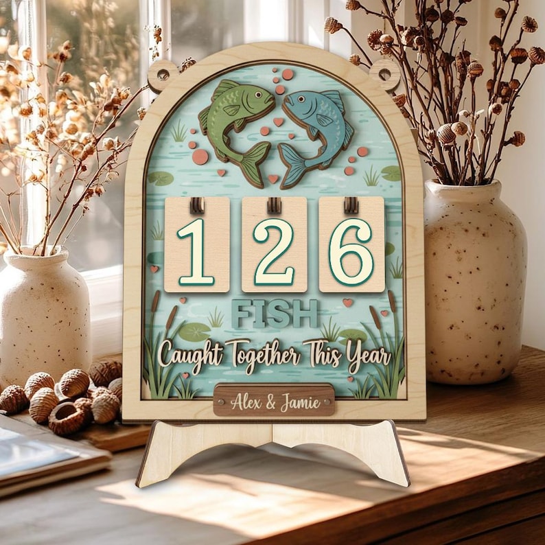 Fishing Couples Tracker Sign, Fish Caught Together Counter ...