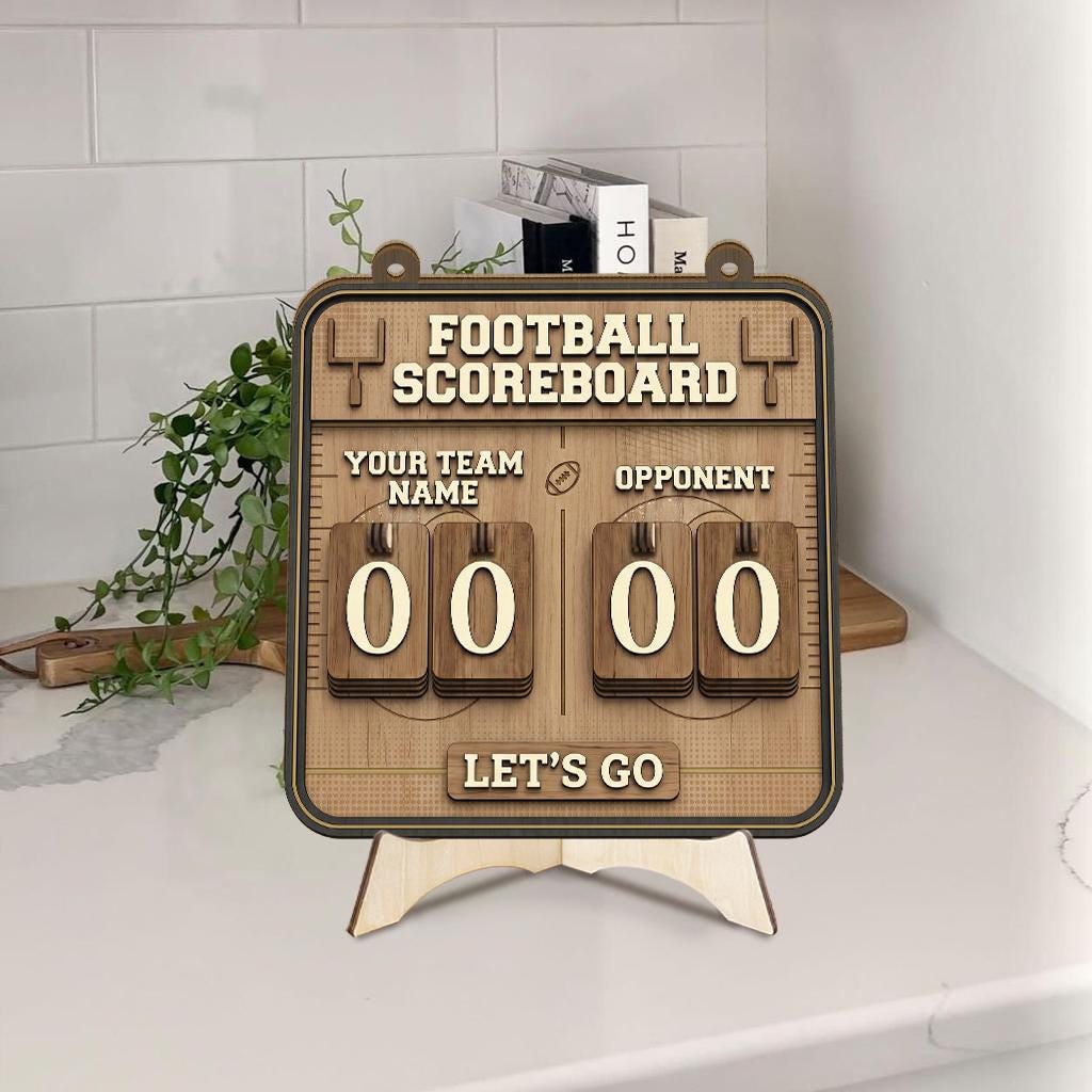 Football Scoreboard Tracker, Custom Team Score Counter, Wooden Game Day ...