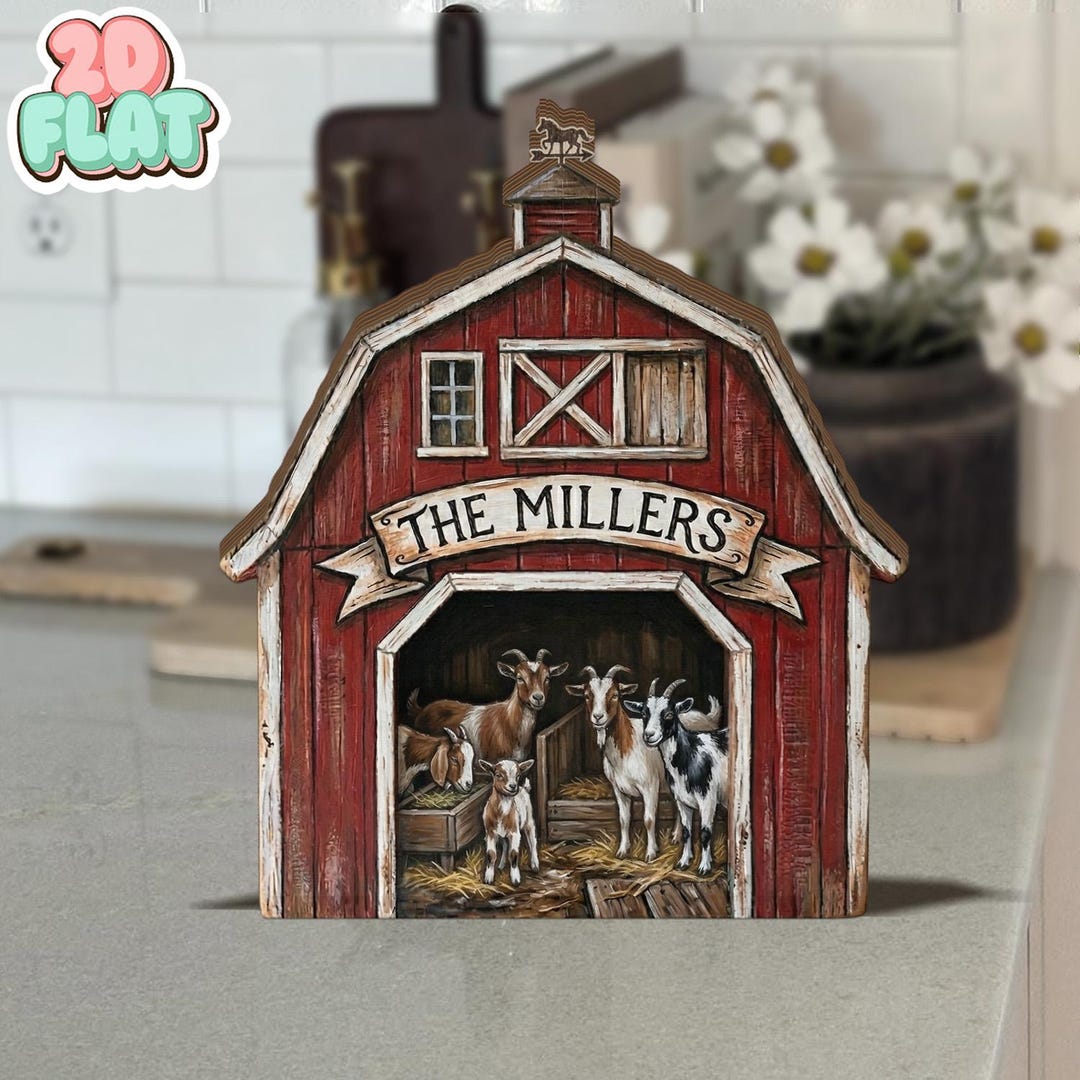 Personalized Farm Barn Wooden Block Sign, Goat Barn Farm Decor, Rustic ...