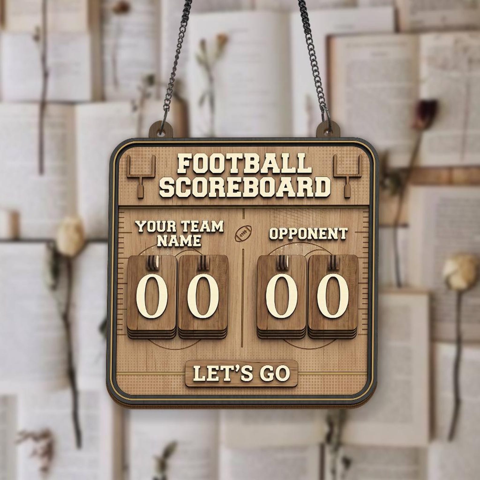 Football Scoreboard Tracker, Custom Team Score Counter, Wooden Game Day ...