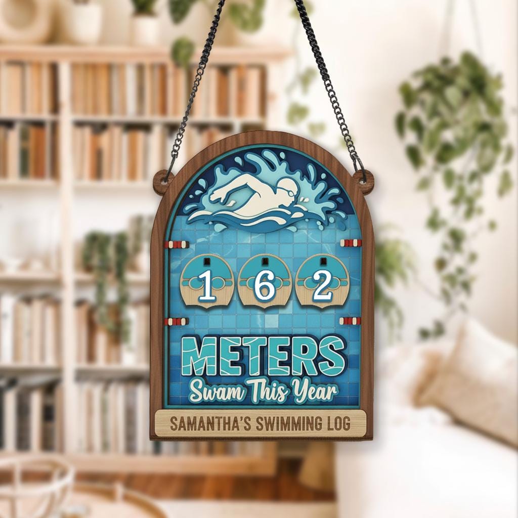 Personalized Swimming Meter Tracker Sign, Custom Swim Log Sign, Swimmer ...