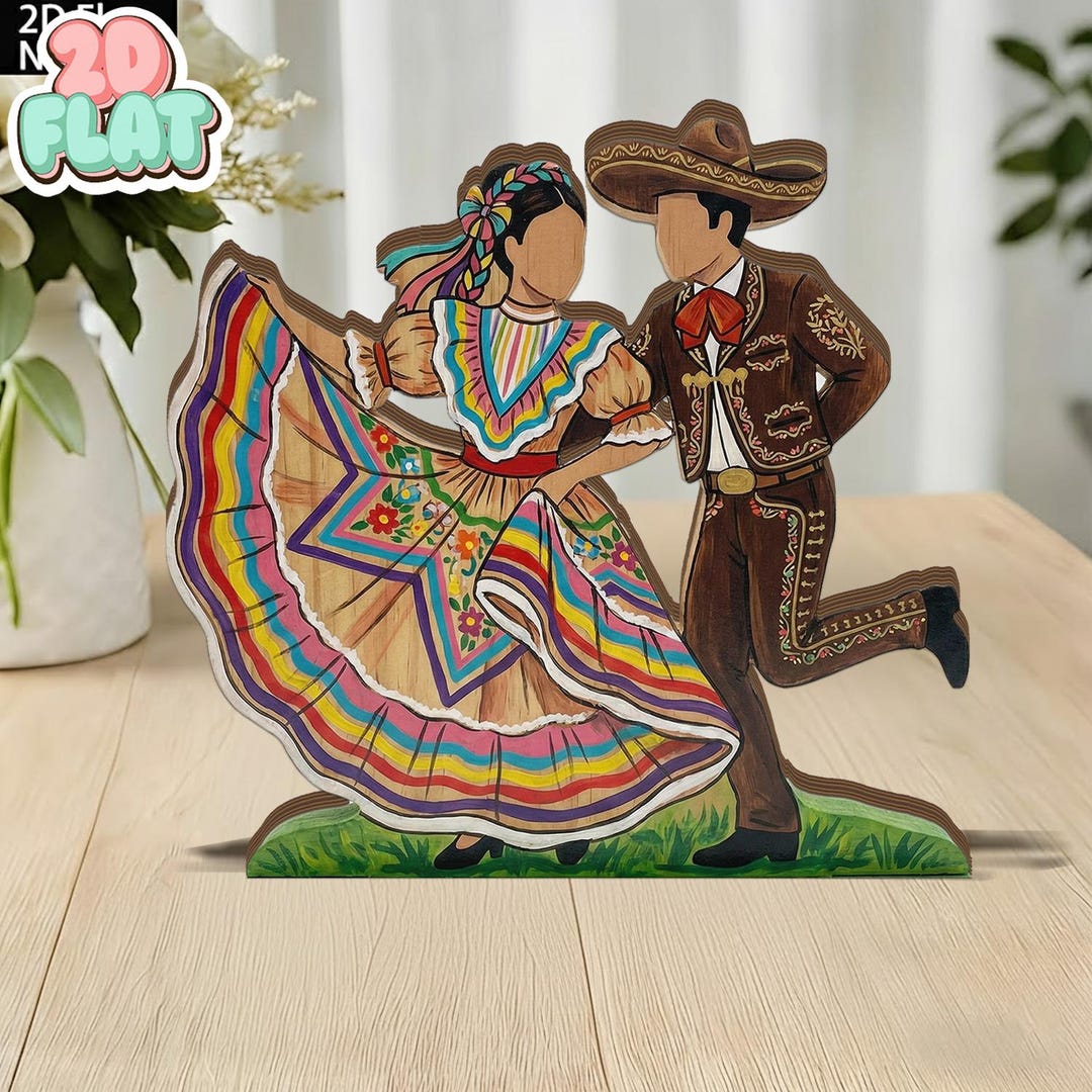 Cinco De Mayo Dancer 2D FLAT Wooden Block Decor, Mexican Folk Dance ...