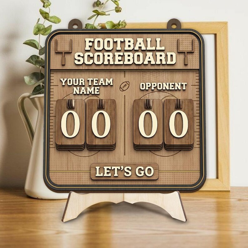 Football Scoreboard Tracker, Custom Team Score Counter, Wooden Game Day ...