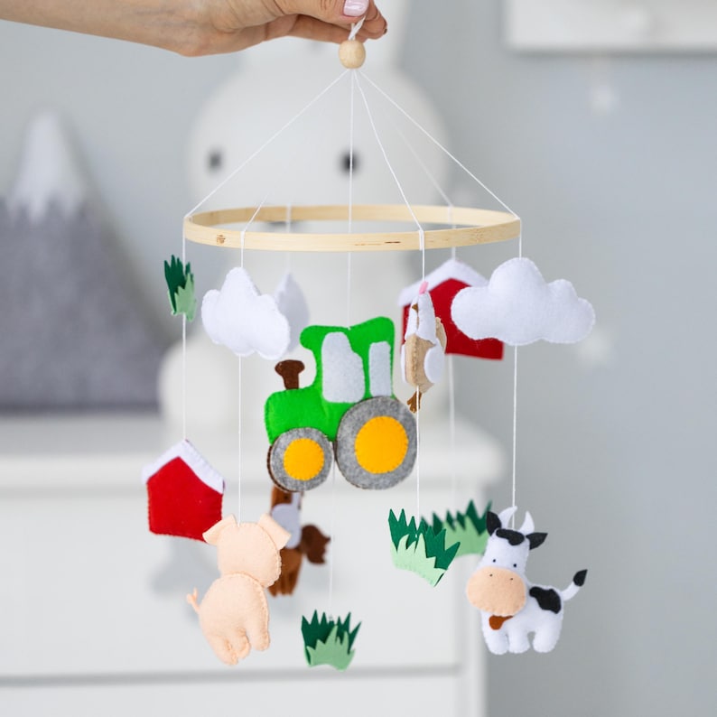 Farm Animal Baby Mobile, Farmhouse Mobile for Girls, Farm Nursery ...