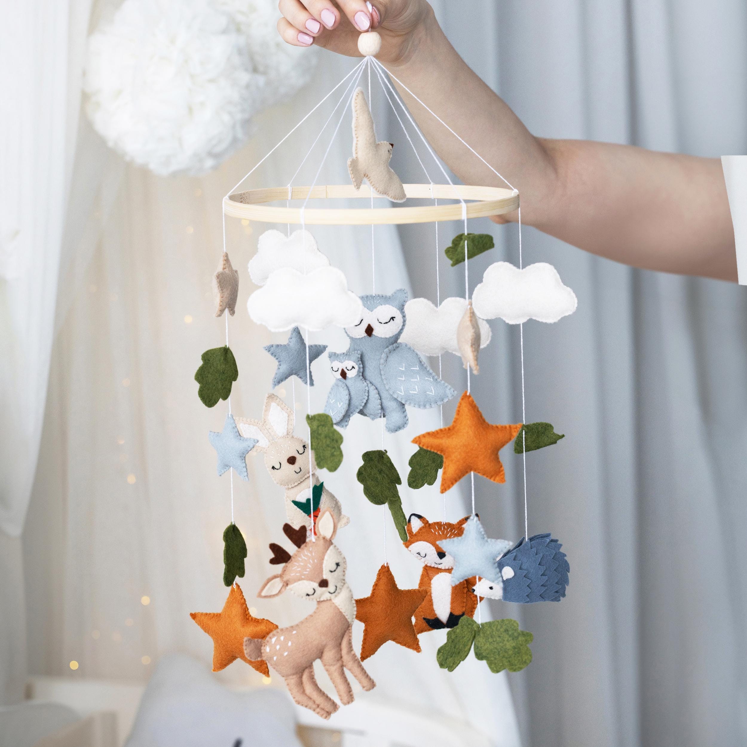 Woodland Animal Mobile, Woodland Baby Crib Mobile, Owl Baby Mobile ...