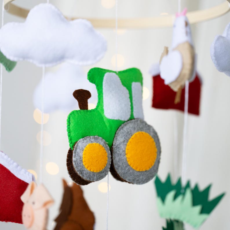 Farm Animal Baby Mobile, Farmhouse Mobile for Girls, Farm Nursery ...