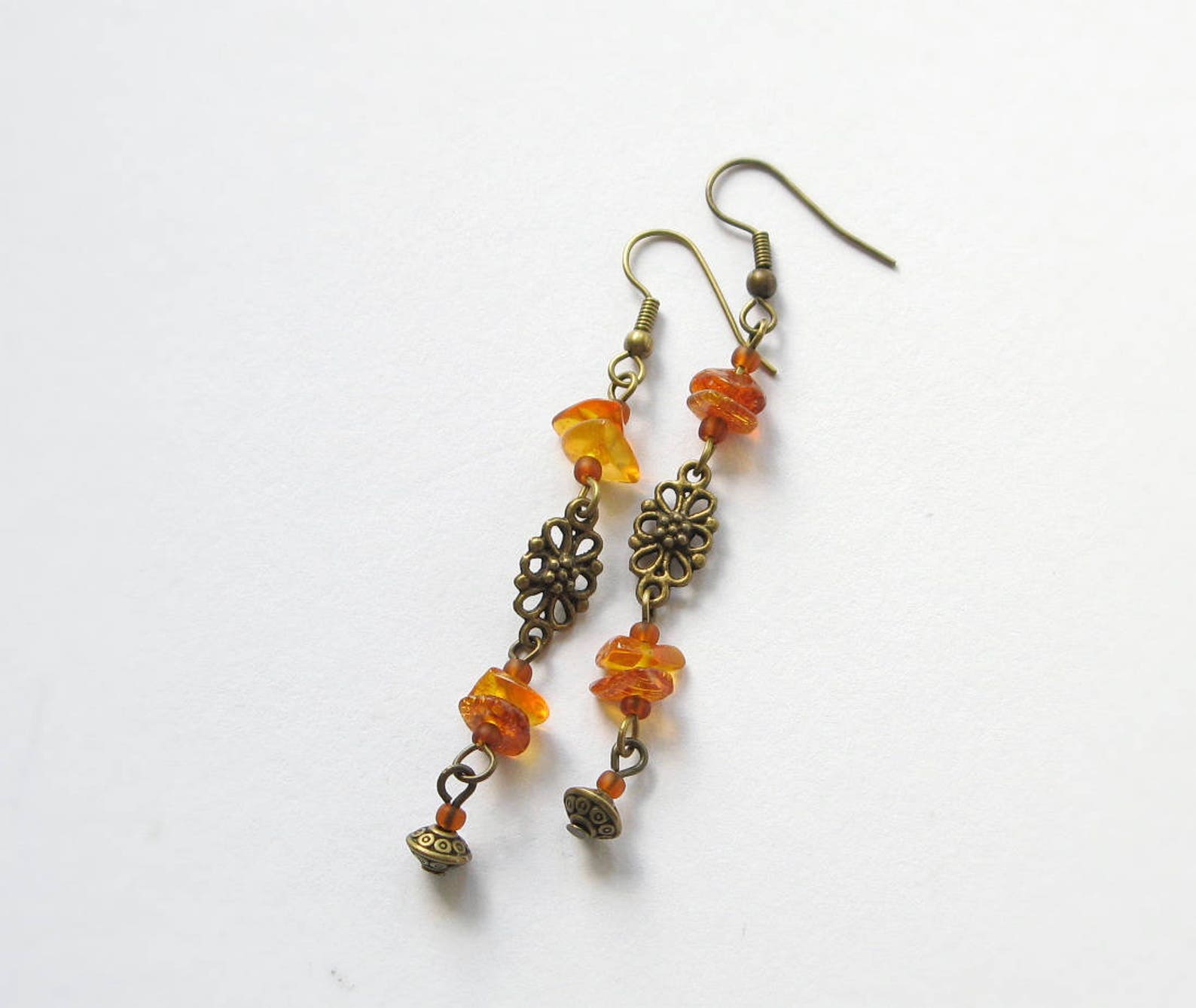 Natural Amber Dangle Earrings, Raw Baltic Amber Earrings, Gemstone ...