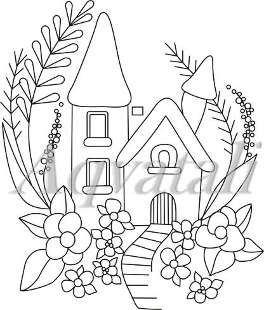 Fairy Houses Embroidery Pattern, PDF Pattern, Kitcen Home Decor, Gift ...