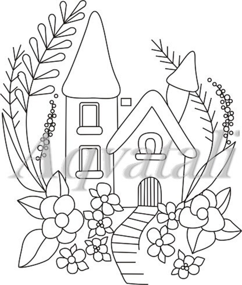 Fairy Houses Embroidery Pattern, PDF Pattern, Kitcen Home Decor, Gift ...