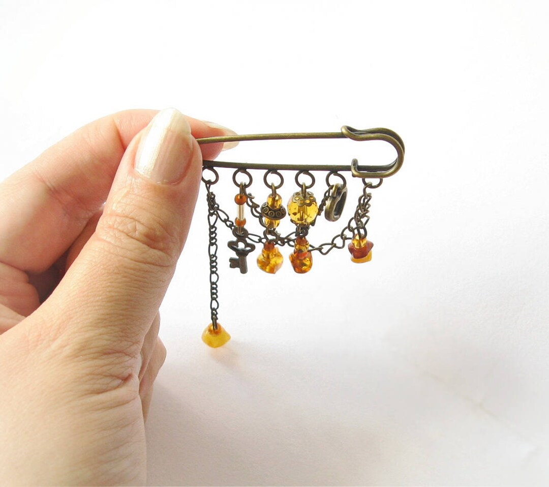 Natural Amber Dangle Boho Brooch, Raw Baltic Amber Brooch, Gemstone ...