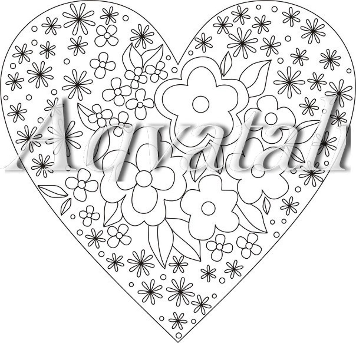 Heart Flowers PDF Pattern Embroidery Pattern Heart Pattern - Etsy