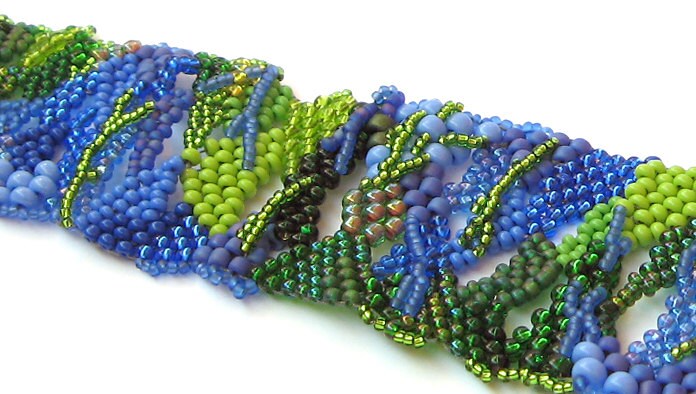 Blue Green Free Form Bracelet, Witch Bracelet, Freeform Beadwork ...