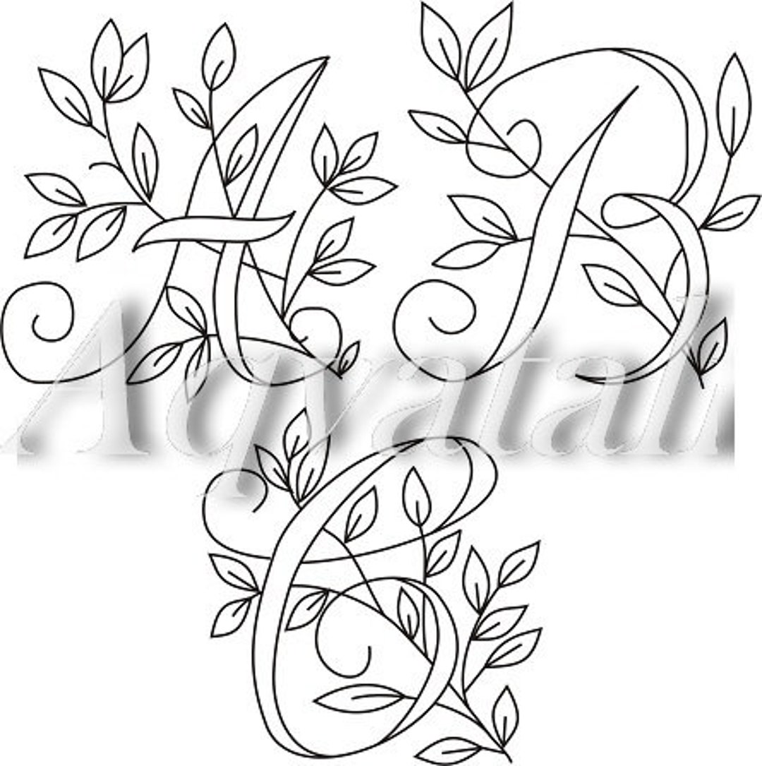 Letters Embroidery Pattern, Clothes Decor, Initial Hand Embroidery, PDF ...