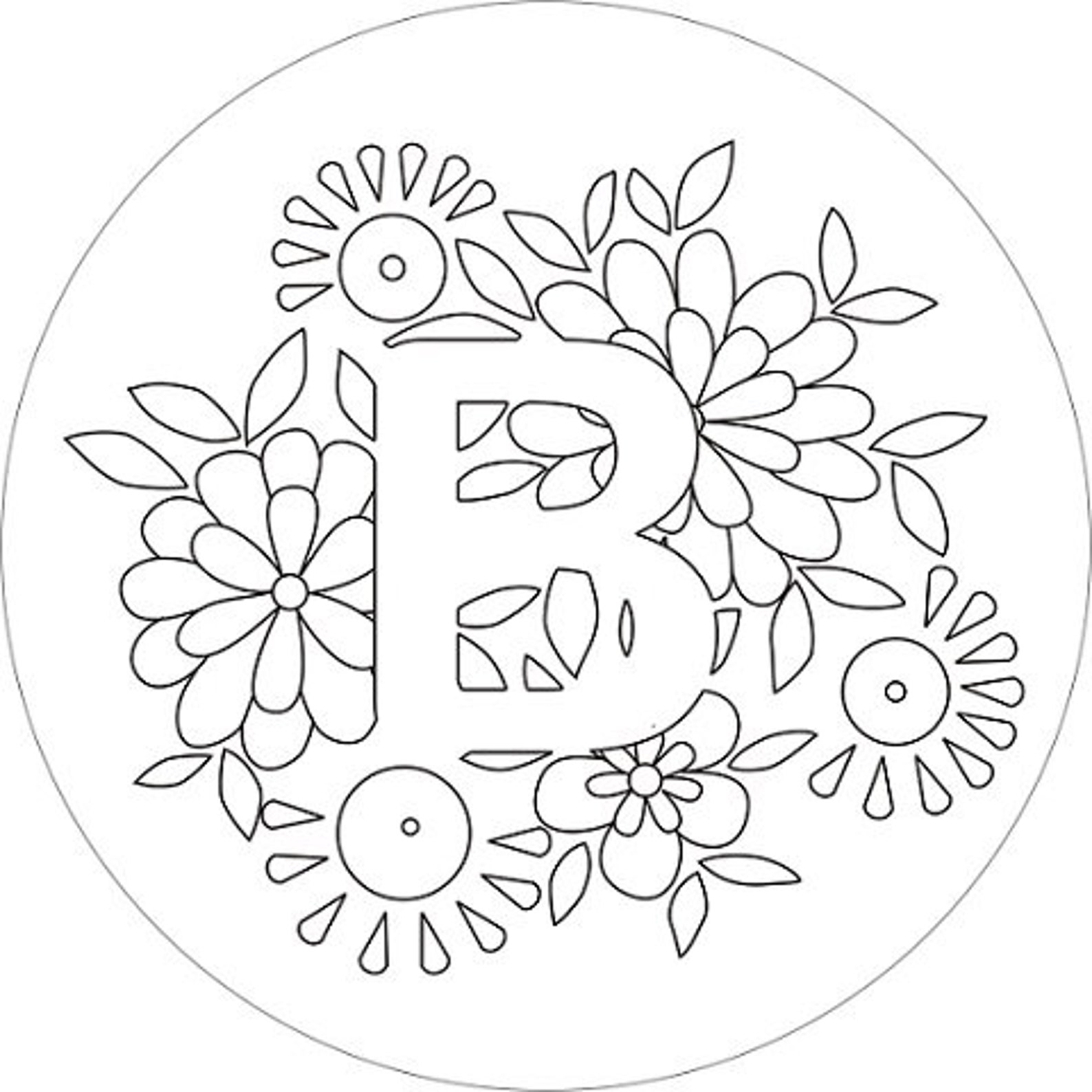 Letter B Embroidery Design, Hand Embroidery Monogram, PDF Pattern ...