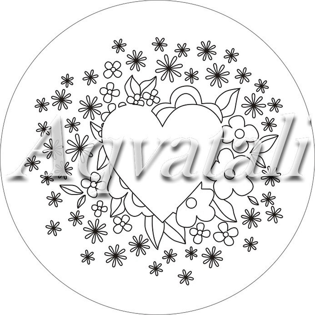 Heart Embroidery Pattern, Flowers PDF Pattern, Heart Pattern, Design ...