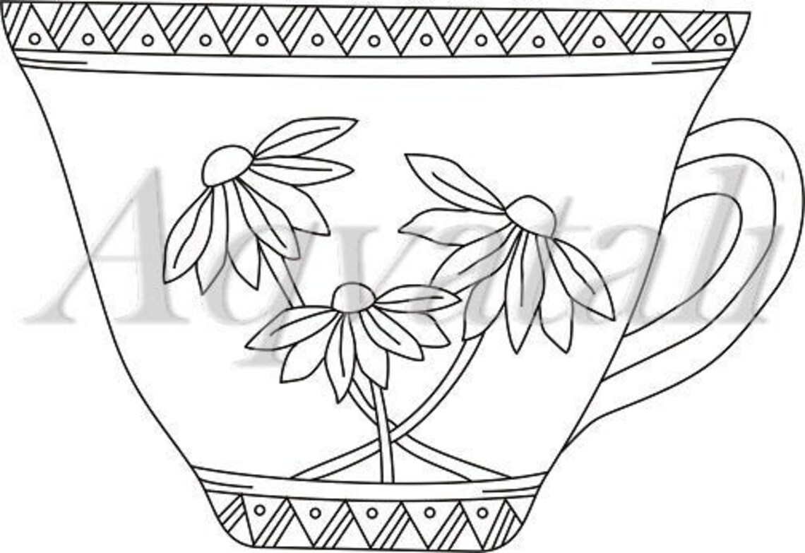 Flowers Cup PDF Pattern, Embroidery Pattern, Hand Stitching, Home Decor ...