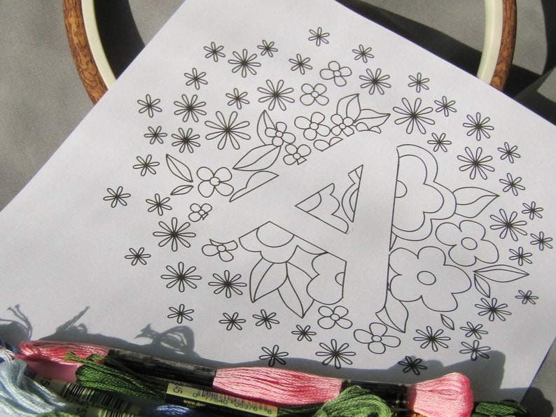 Flower Letter a Embroidery Pattern, Personalized Hand Embroidery, PDF ...