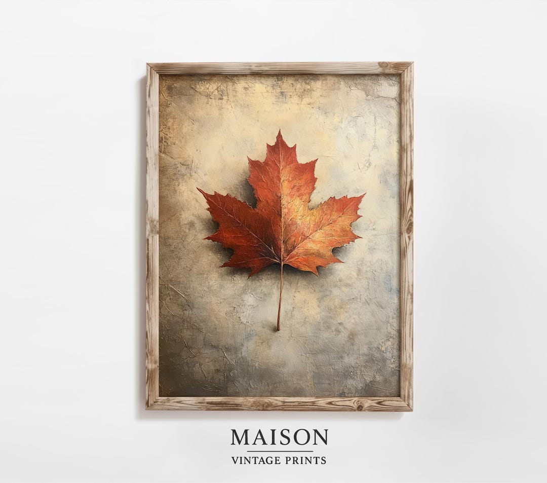 Rustic Maple Leaf Painting: Autumn Cottagecore Wall Art (digital ...