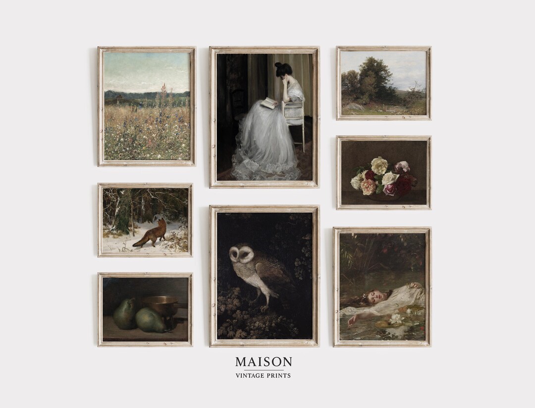 Vintage Realist Gallery Wall Art SET of 8 | Moody Landscapes Printable ...