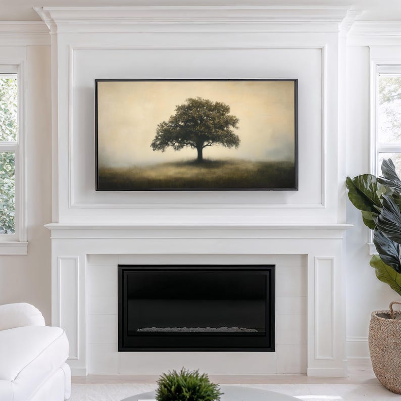 Frame TV Art Moody Oak Tree Rustic Landscape Download Neutral ...