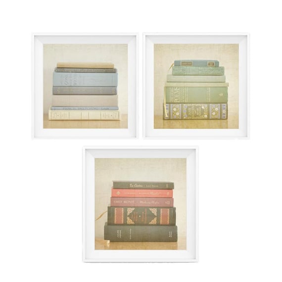 Book Print Set Vintage Book Art Set of 3 Prints Book | Etsy