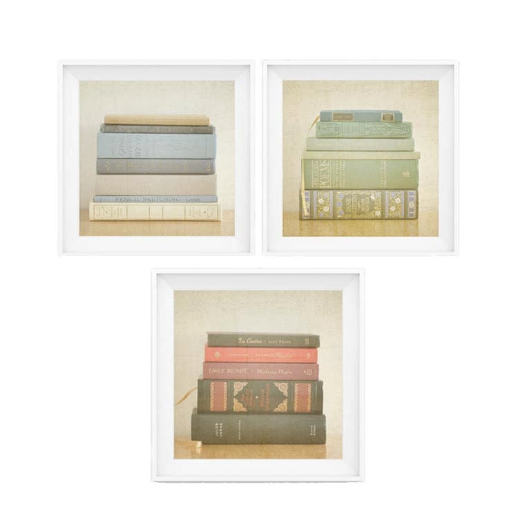 Book Print Set, Vintage Book Art, Set of 3 Prints, Book Photography Set ...