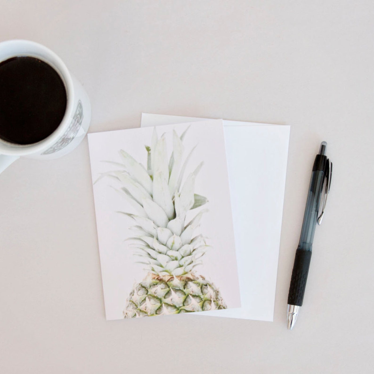 Pineapple Card Set, Pineapple Stationary, Blank Card Set, Hostess Gift ...