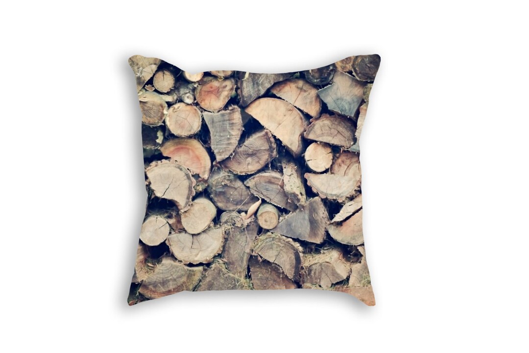 Wood Pillow, Woodpile Pillow Cover, Rustic Pillow, Stacked Wood Pillow ...