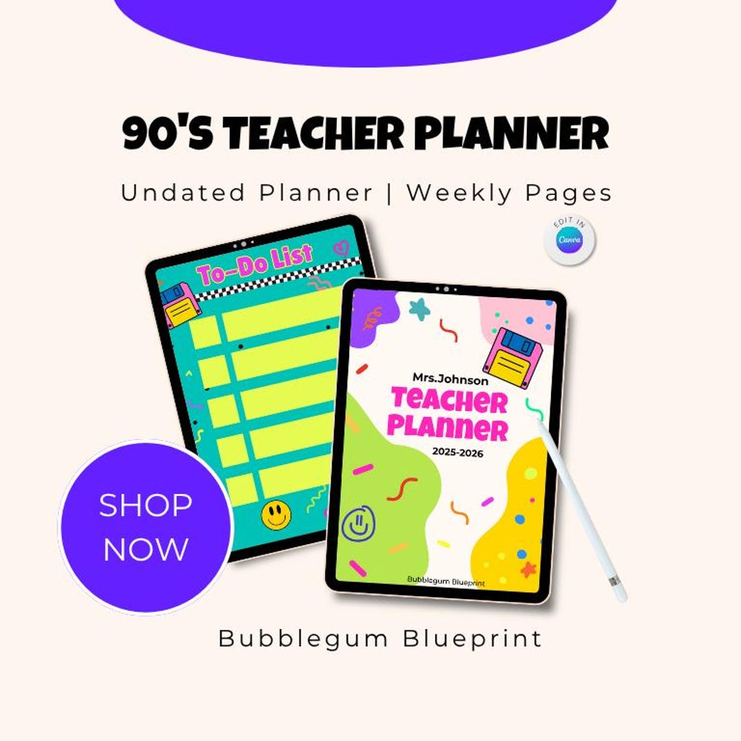 Get Organized in Style: 90s Theme Teacher Planner - Editable PDF ...