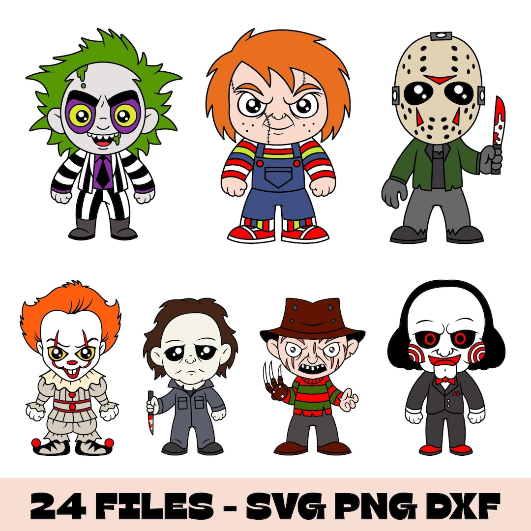 Chibi Horror Svg Bundle, Cute Killer Clipart Png, Scary Characters for ...