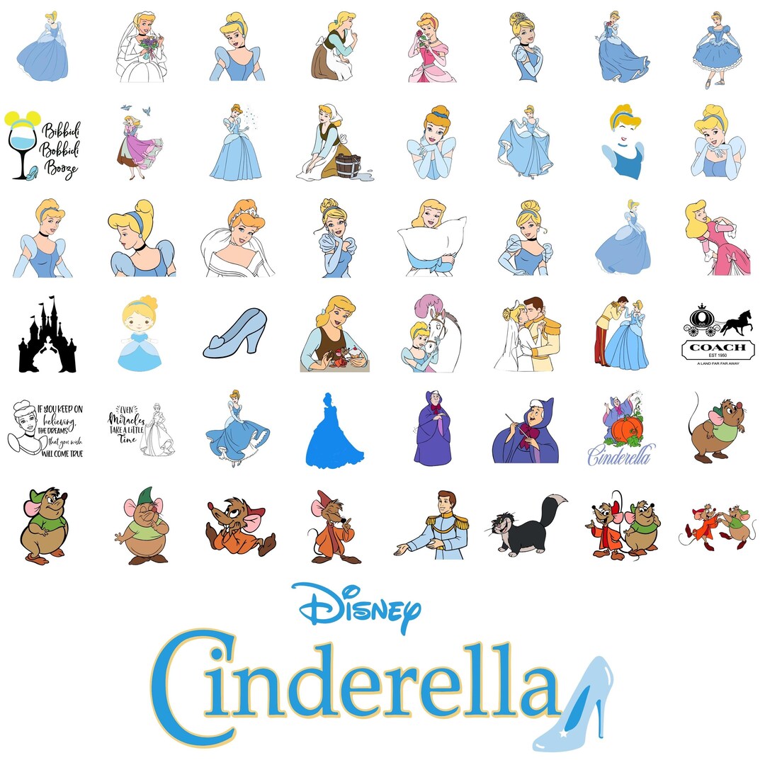 Cinderella Svg Clipart Bundle, Princess Dress Shoe Mouse Svg for Cricut ...