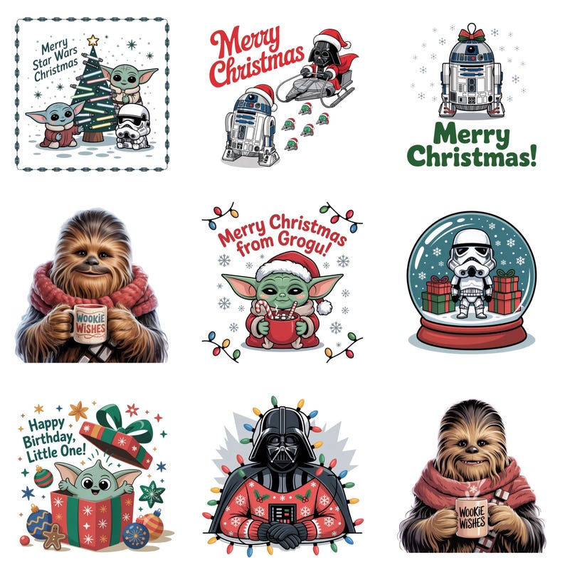 Christmas Star Wars Png Bundle With Grogu, Chewbacca, Vader ...