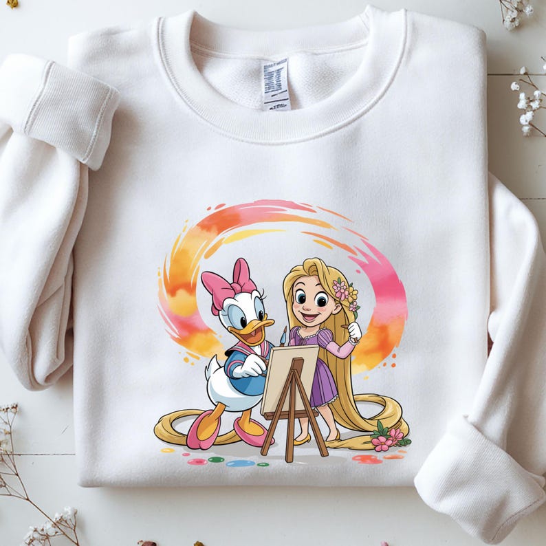 Rapunzel and Daisy Painting Png, Art Class Clipart for Girls, Cute ...