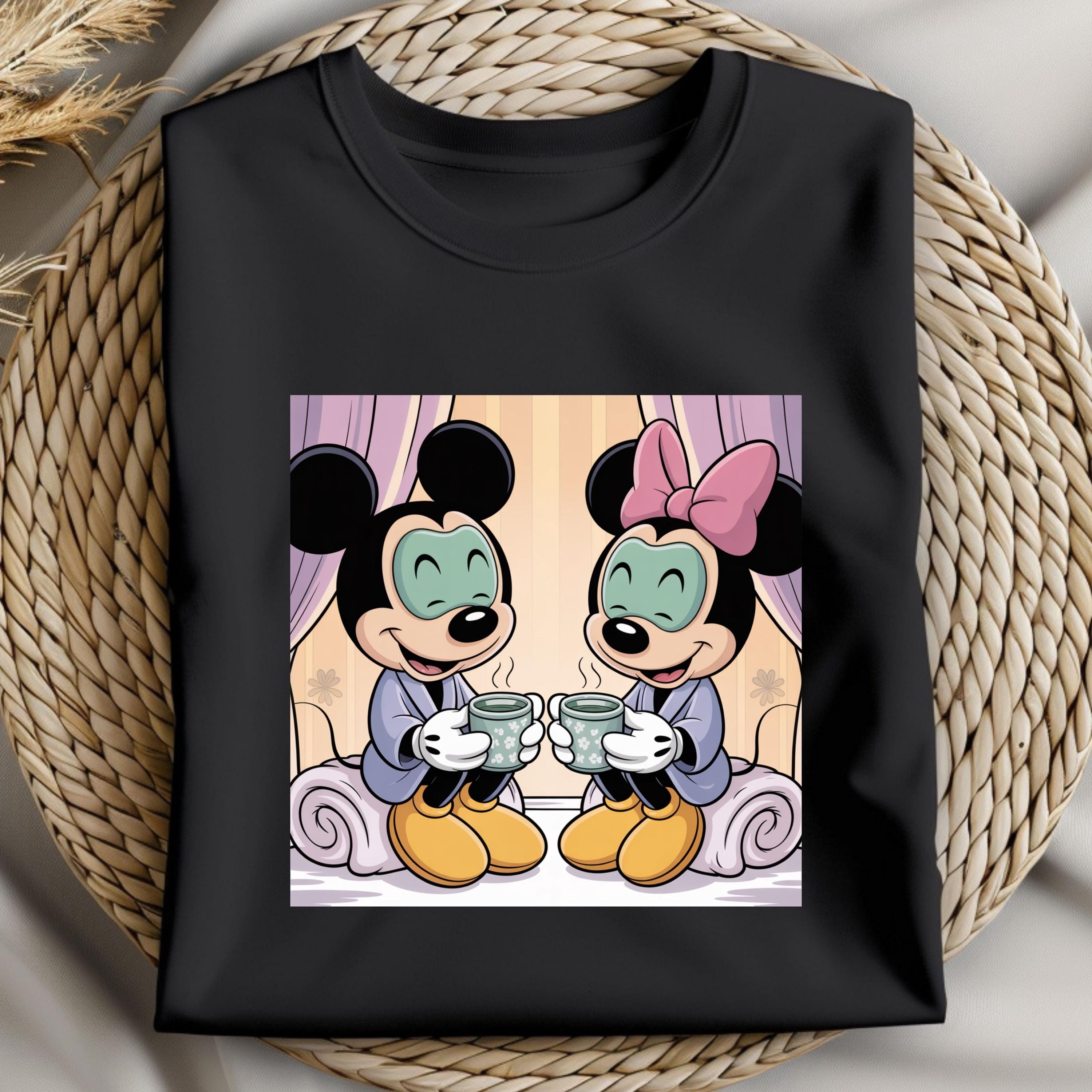 Relaxing Spa Day Png, Minnie in Robe, Mickey in Bathtub, Donald Reading ...