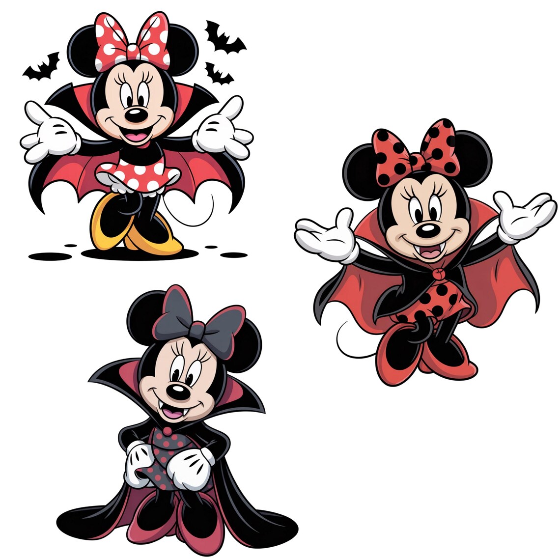 Vampire Minnie Halloween Png – Cute Red Cape Character Clipart for ...