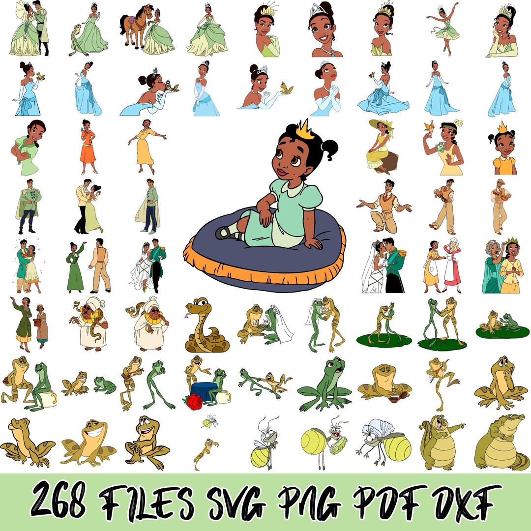 Tiana Svg Png Bundle, Princess and the Frog Clipart Set, Layered Files ...