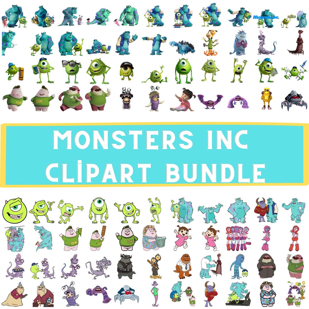 Monsters Inc Svg Bundle With Font, Cute 2D & 3D Clipart of Sulley Mike ...