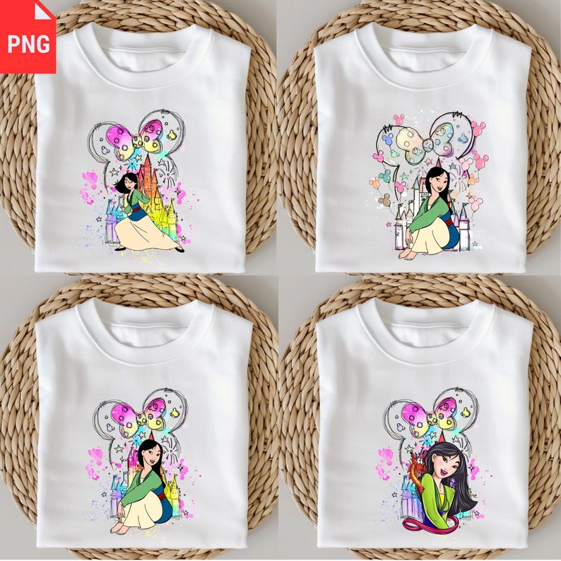 Mulan Minnie Ears Png Bundle, Watercolor Castle and Pastel Balloon ...